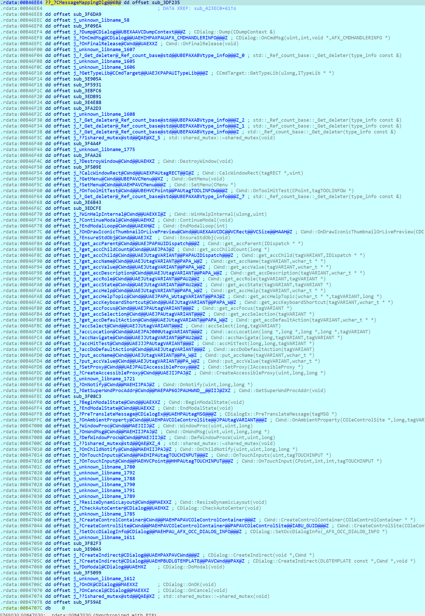 MFC逆向分析(找消息处理函数) | Cc12138's blog